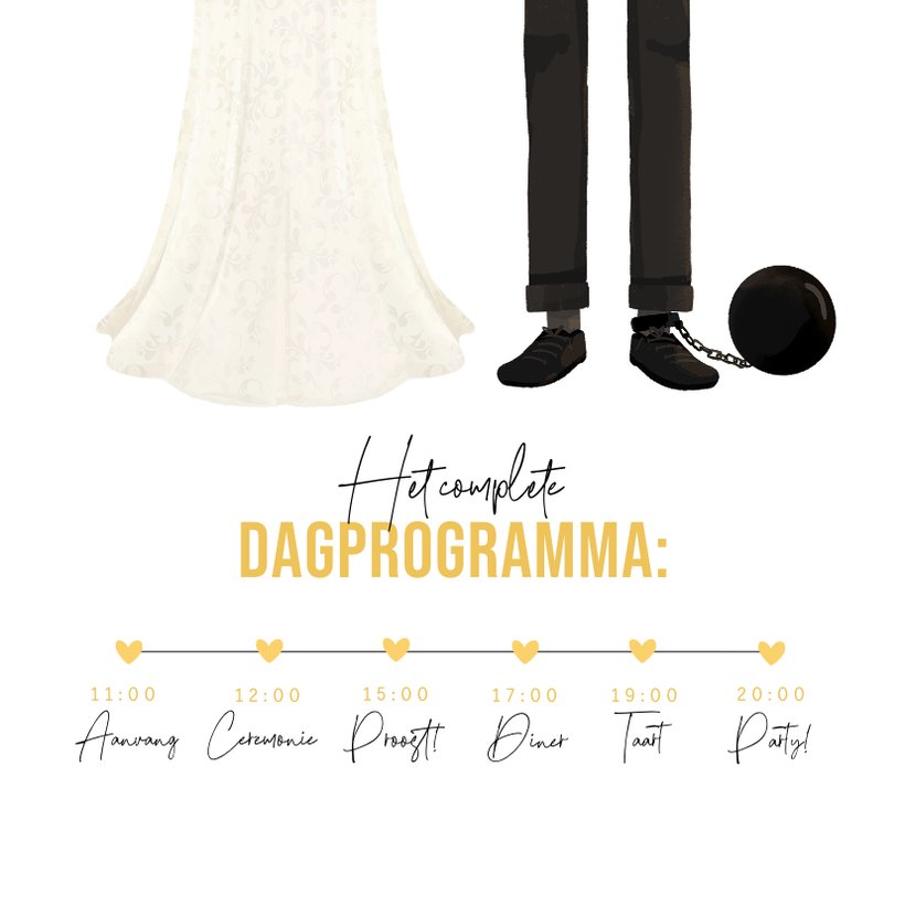 Grappige trouwkaart cartoon humor uitnodiging | Kaartje2go