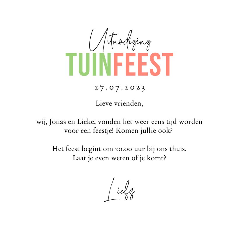 Grappige uitnodiging borrel tuinfeestje | Kaartje2go
