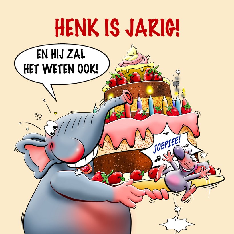 Grappige verjaardagskaart met een olifant en | Kaartje2go