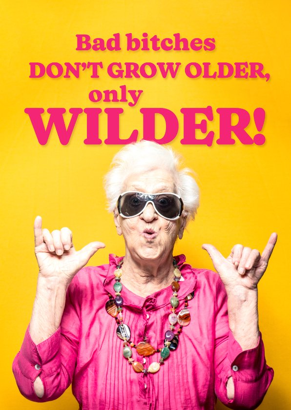 Grappige verjaardagskaart met hippe oma grow | Kaartje2go