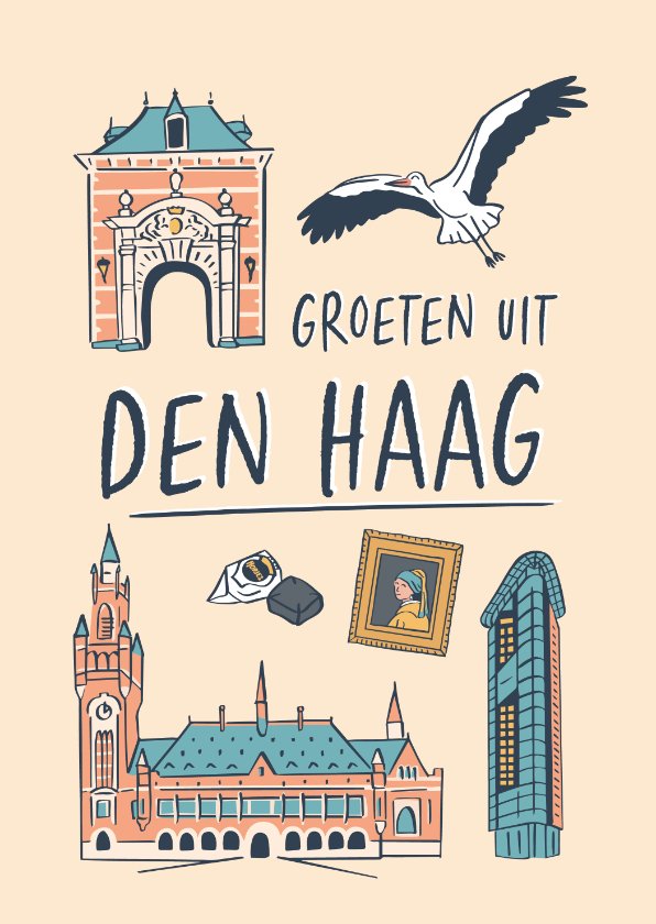 Groeten uit Den Haag- illustraties gebouwen | Kaartje2go