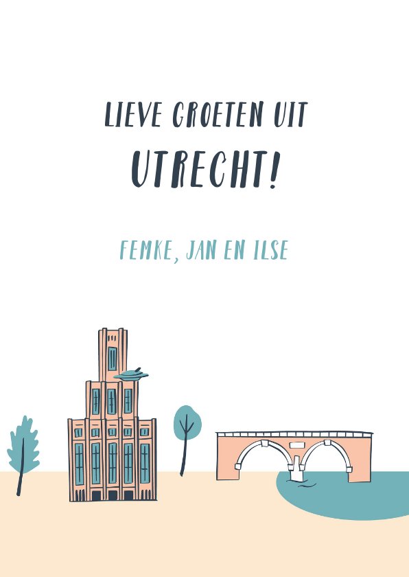 Groeten uit Utrecht gebouwen - Wenskaarten | Kaartje2go