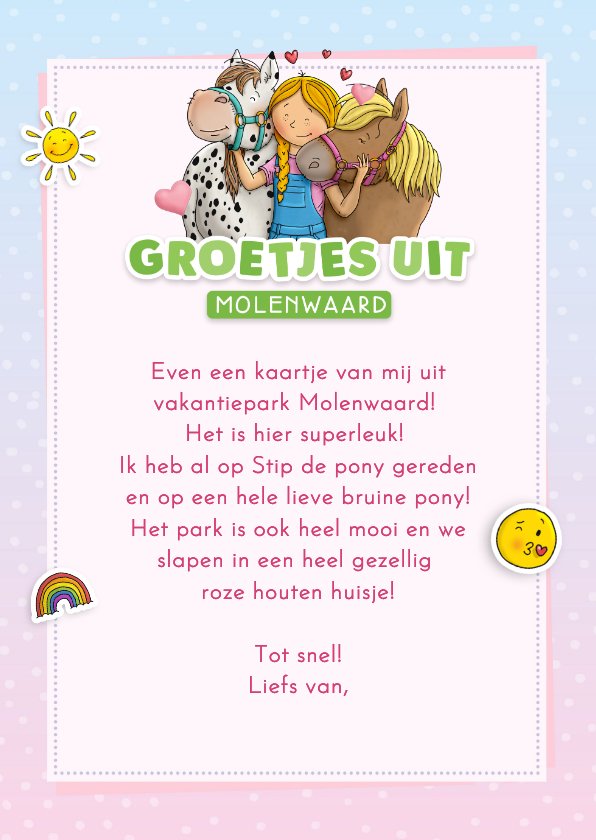 Groetjes uit Molenwaard fotokaart met Stip de | Kaartje2go