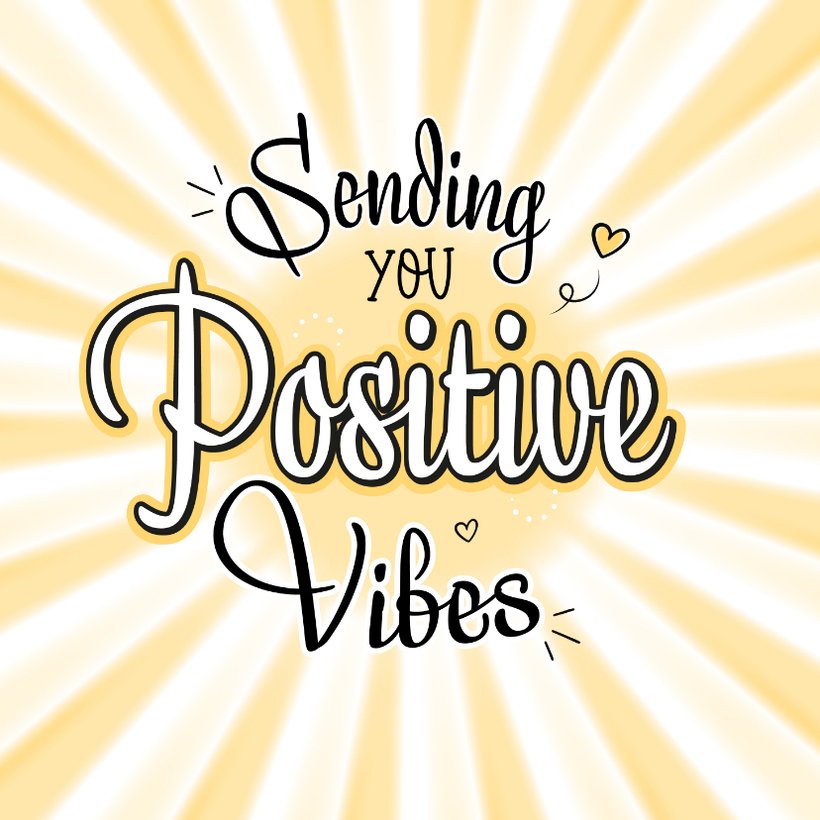 Handlettering sending you positive vibes 70's | Kaartje2go