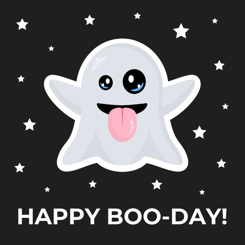 Happy boo-day verjaardagskaartje met emoji | Kaartje2go