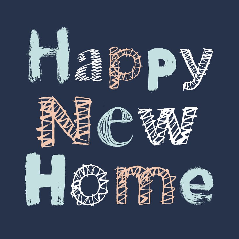 Happy New Home letters - Felicitatiekaarten | Kaartje2go