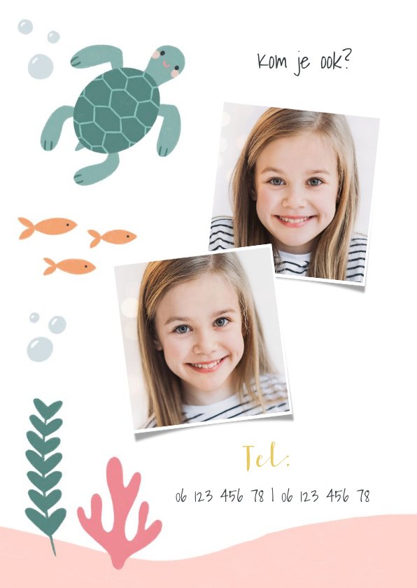 Hip kinderfeestje uitnodiging zeemeermin | Kaartje2go