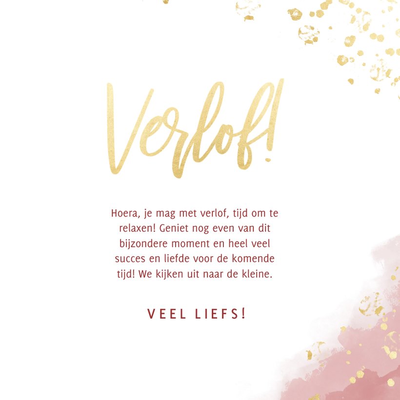 Hippe felicitatiekaart voor verlof met roze | Kaartje2go