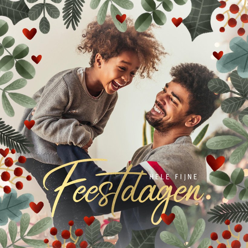 Hippe kerstkaart grote foto, kerstkader'Fijne | Kaartje2go