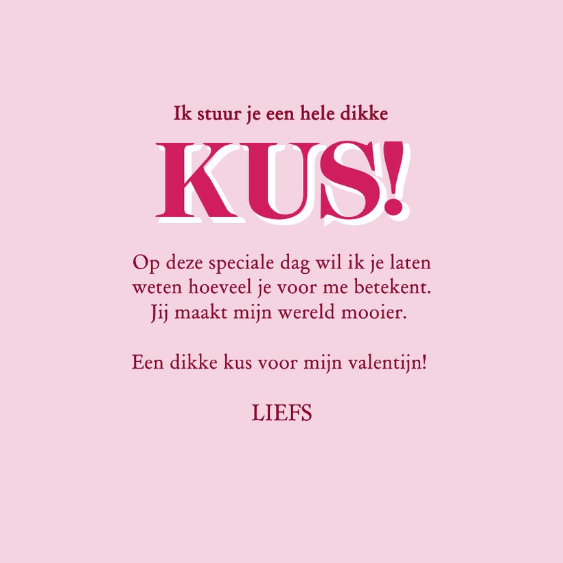Hippe roze valentijnskaartje een dikke kus | Kaartje2go
