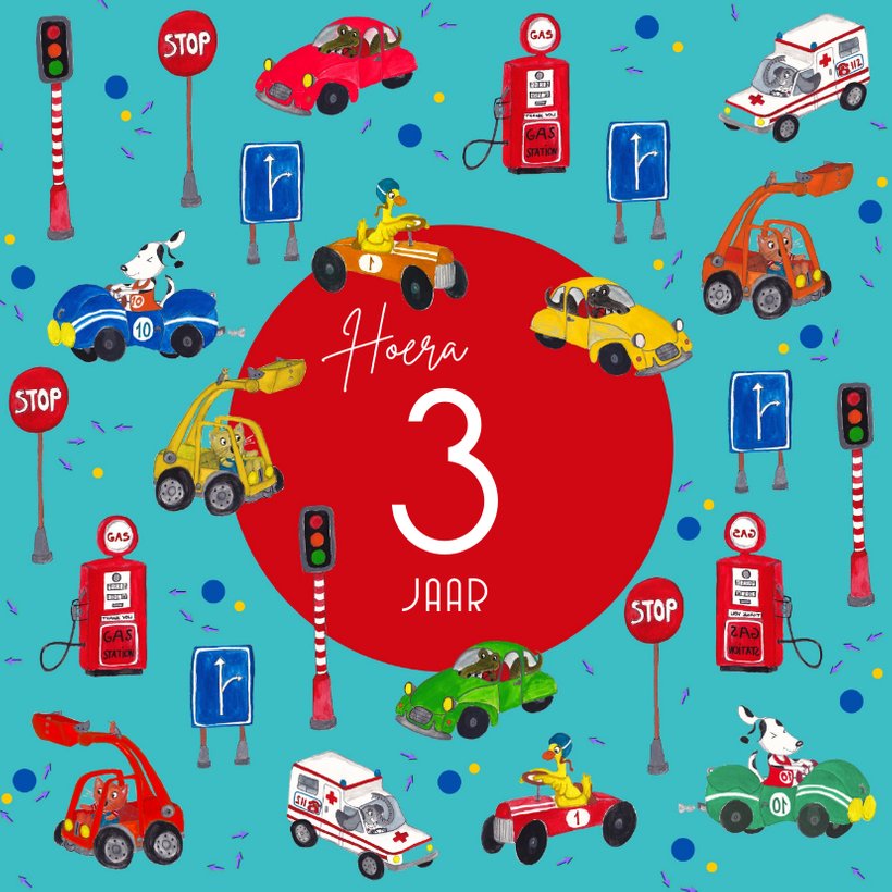 Jarig auto feest - Verjaardagskaarten | Kaartje2go