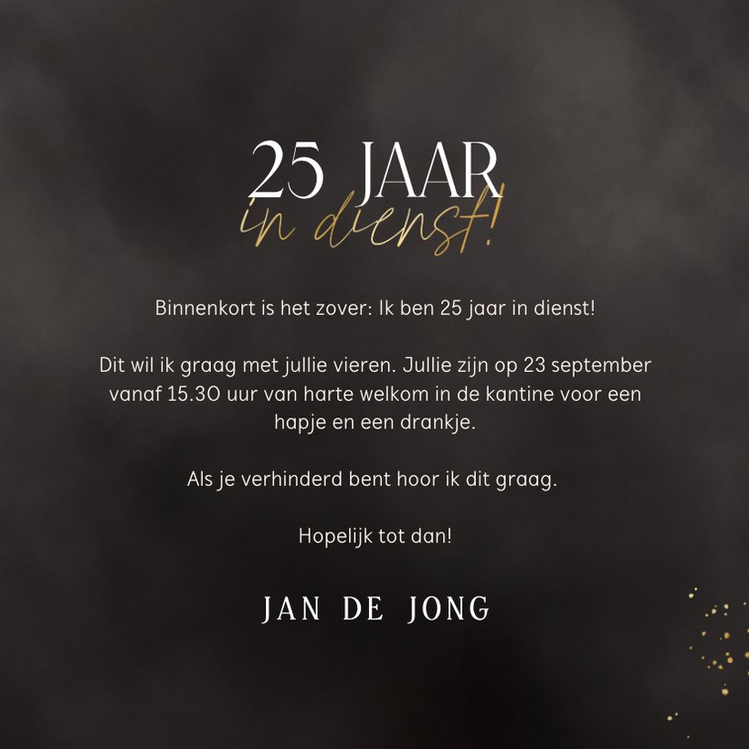 Jubileum 25 jaar in dienst fotocollage zwart | Kaartje2go