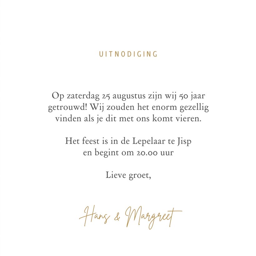 Jubileum uitnodiging stijlvol getal 50 | Kaartje2go