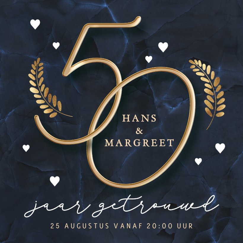 Jubileum uitnodiging stijlvol getal 50 | Kaartje2go