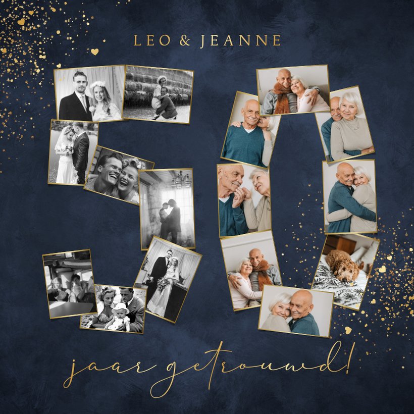 Jubileumfeest 50 fotocollage gouden huwelijk | Kaartje2go