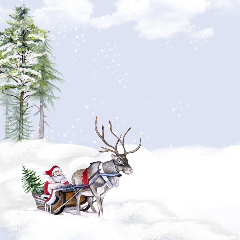 Kerst auto met kerstman en rendieren in de | Kaartje2go