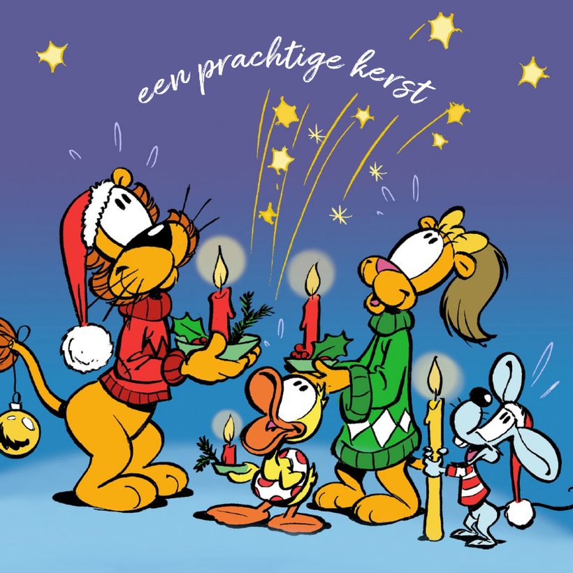 Kerst Loeki met vriendjes en kaarsjes | Kaartje2go