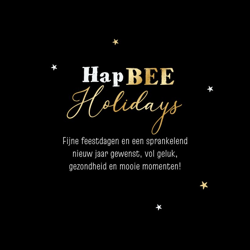 Kerst nieuwjaarskaart hapBEE holidays bijtjes | Kaartje2go