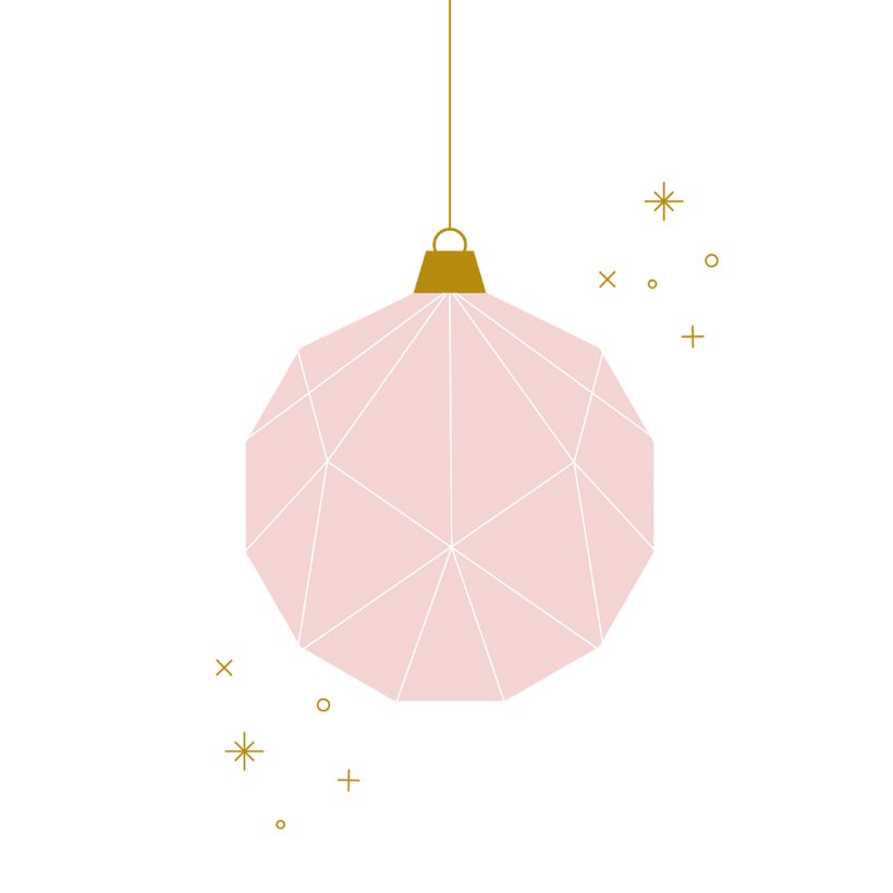 Kerst uitnodiging party time met roze kerstbal | Kaartje2go