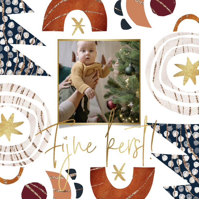 Kerstkaart abstracte vormen kerstboom kerstbal | Kaartje2go