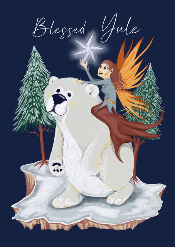 Kerstkaart Blessed Yule- wintersolstice | Kaartje2go