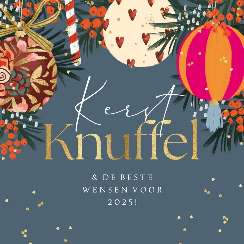 Kerstkaart bonte kerstboom kerstbal | Kaartje2go