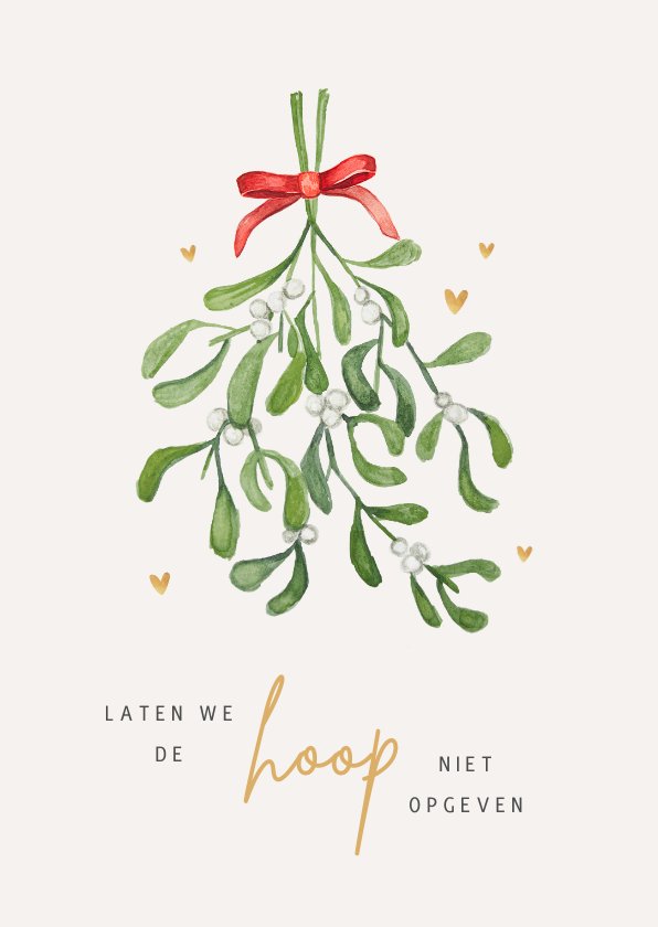 Kerstkaart christelijk hoop maretak mistletoe | Kaartje2go