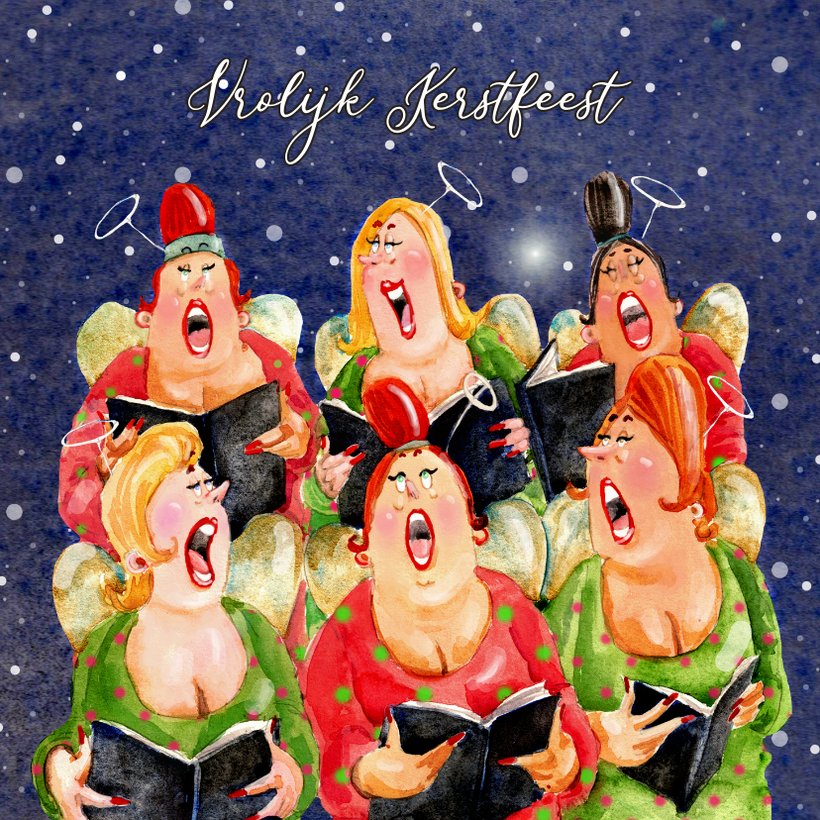 Kerstkaart Dames engelenkerstkoor | Kaartje2go