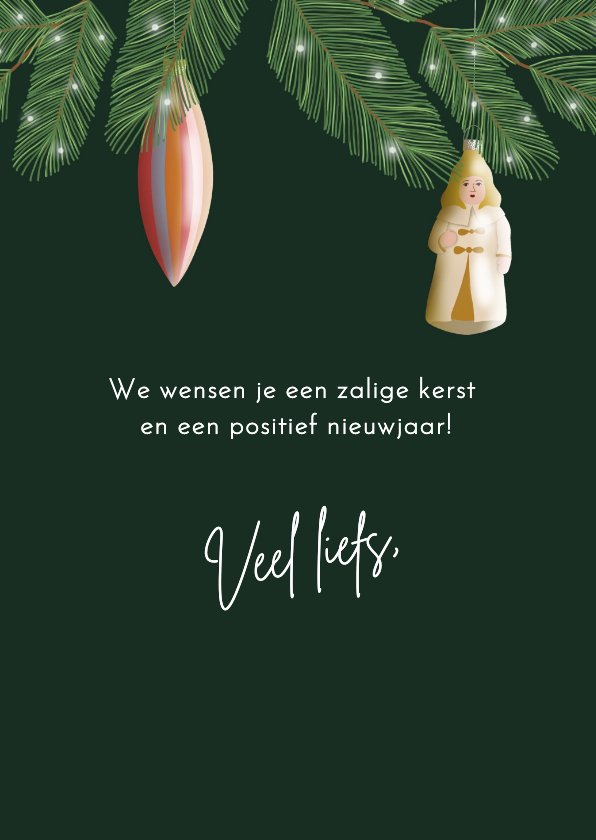 Kerstkaart- Dennentakken met kerstballen | Kaartje2go