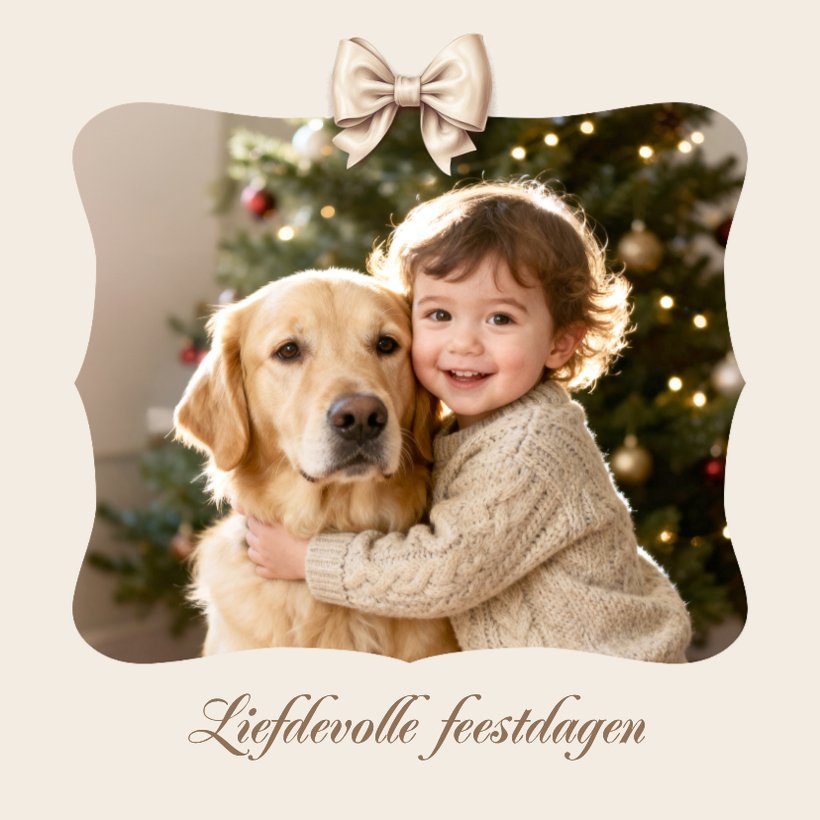 Kerstkaart foto liefdevolle feestdagen strikje | Kaartje2go