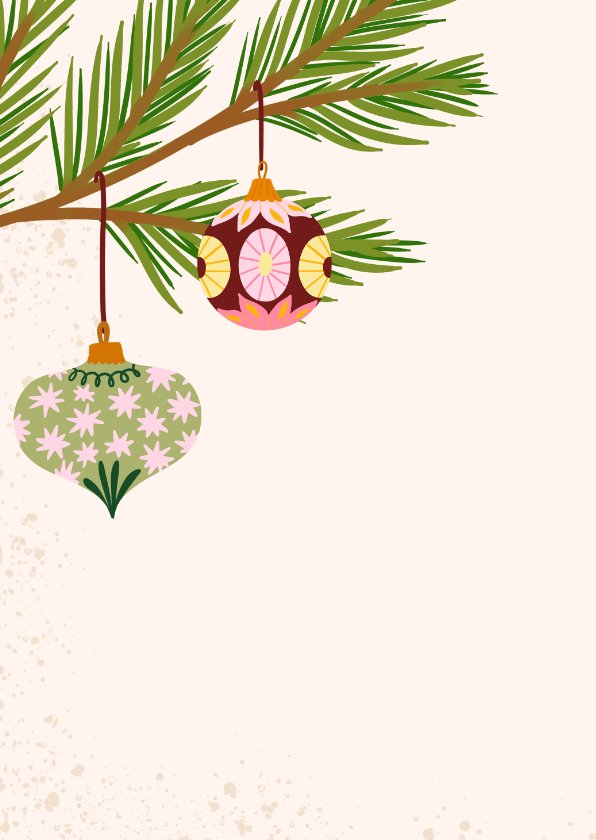 Kerstkaart gekleurde ornamenten - Kerstkaarten | Kaartje2go