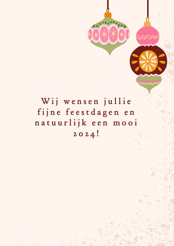 Kerstkaart gekleurde ornamenten - Kerstkaarten | Kaartje2go