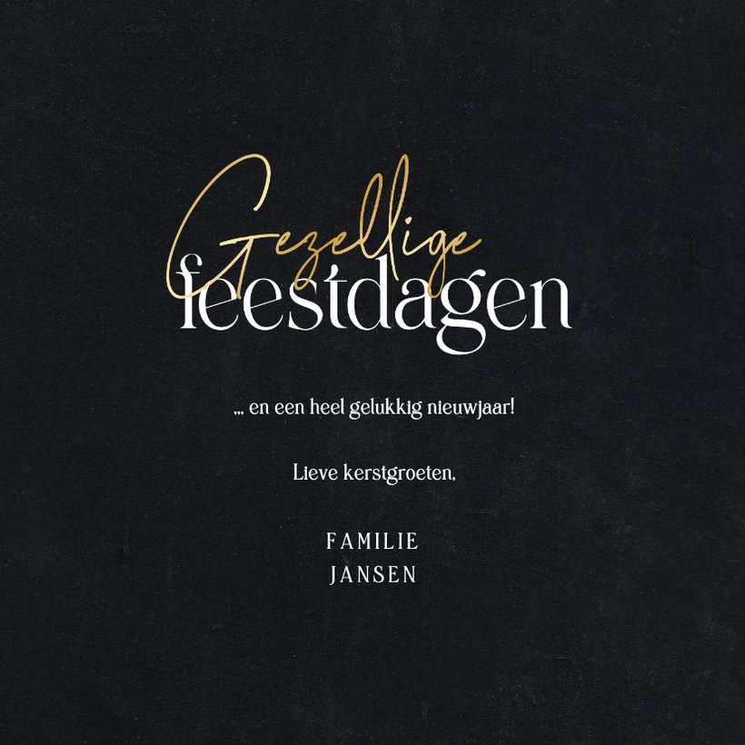 Kerstkaart gezellige feestdagen foto goudlook | Kaartje2go
