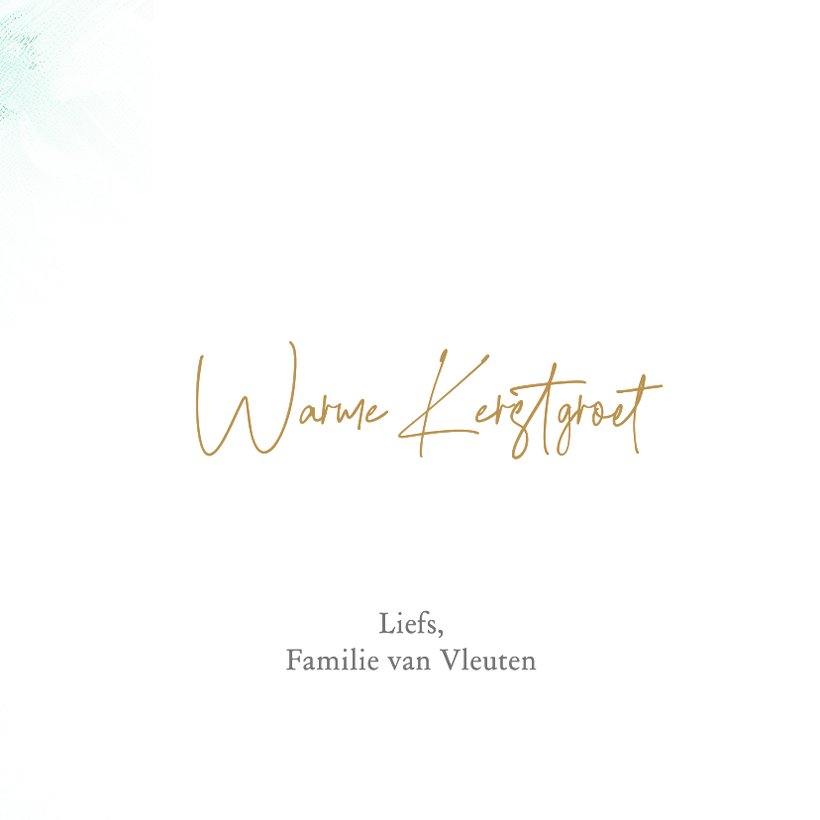 Kerstkaart groen met rode verfstrepen en gouden | Kaartje2go