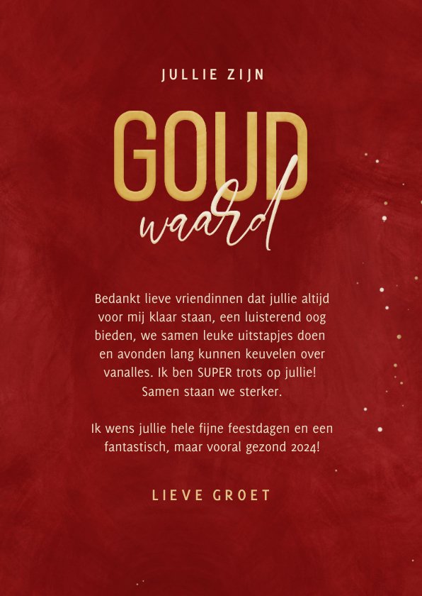 Kerstkaart jullie zijn goud waard met hart van | Kaartje2go