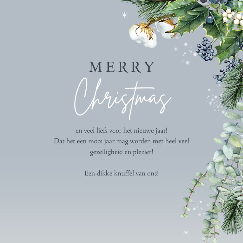 Kerstkaart kerstbal botanische takken | Kaartje2go