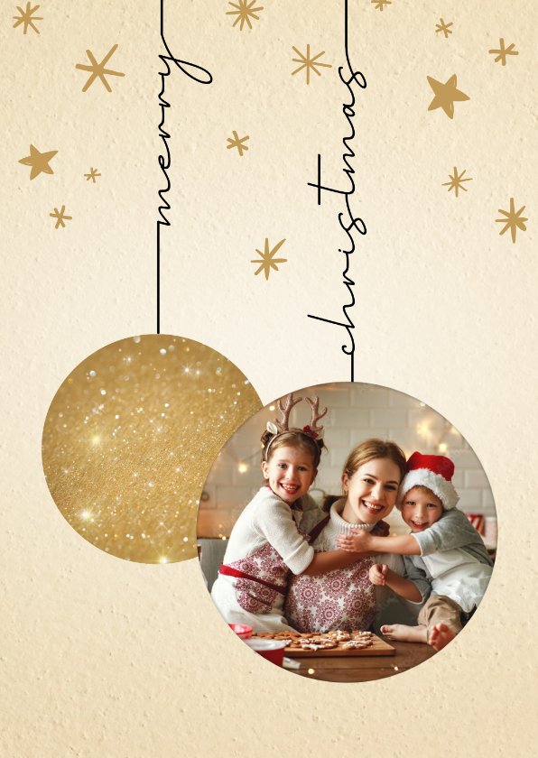 Kerstkaart kerstbal fotokaart - Kerstkaarten | Kaartje2go