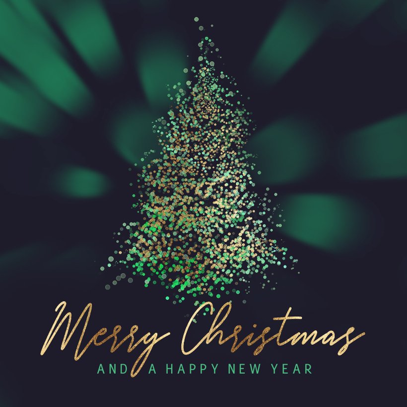 Kerstkaart kerstboom glitter goud | Kaartje2go