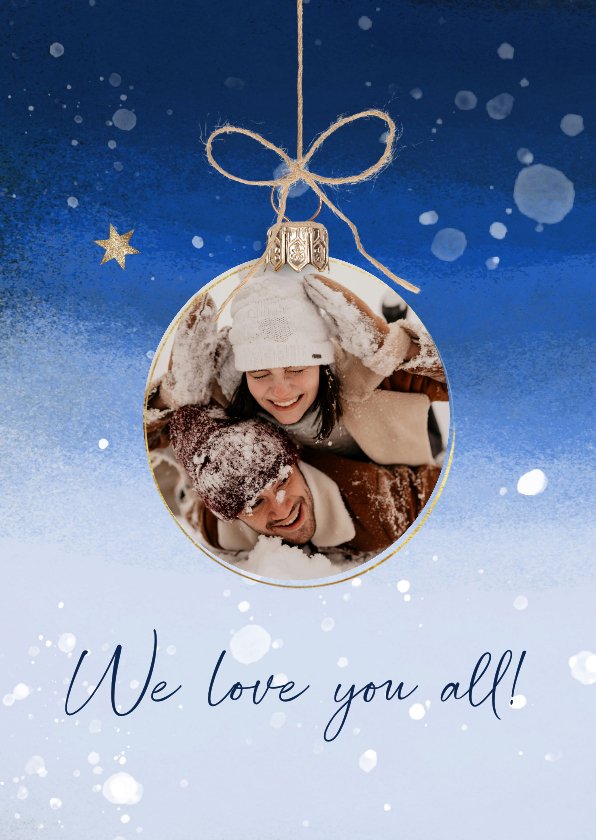 Kerstkaart kerstboom kerstballen sneeuw | Kaartje2go