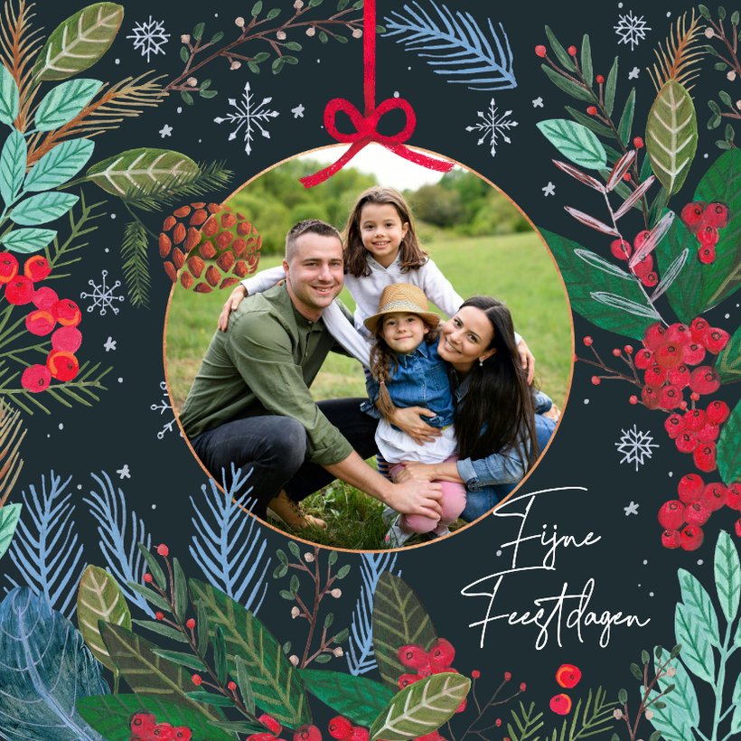 Kerstkaart kerstkrans met foto in kerstbal | Kaartje2go