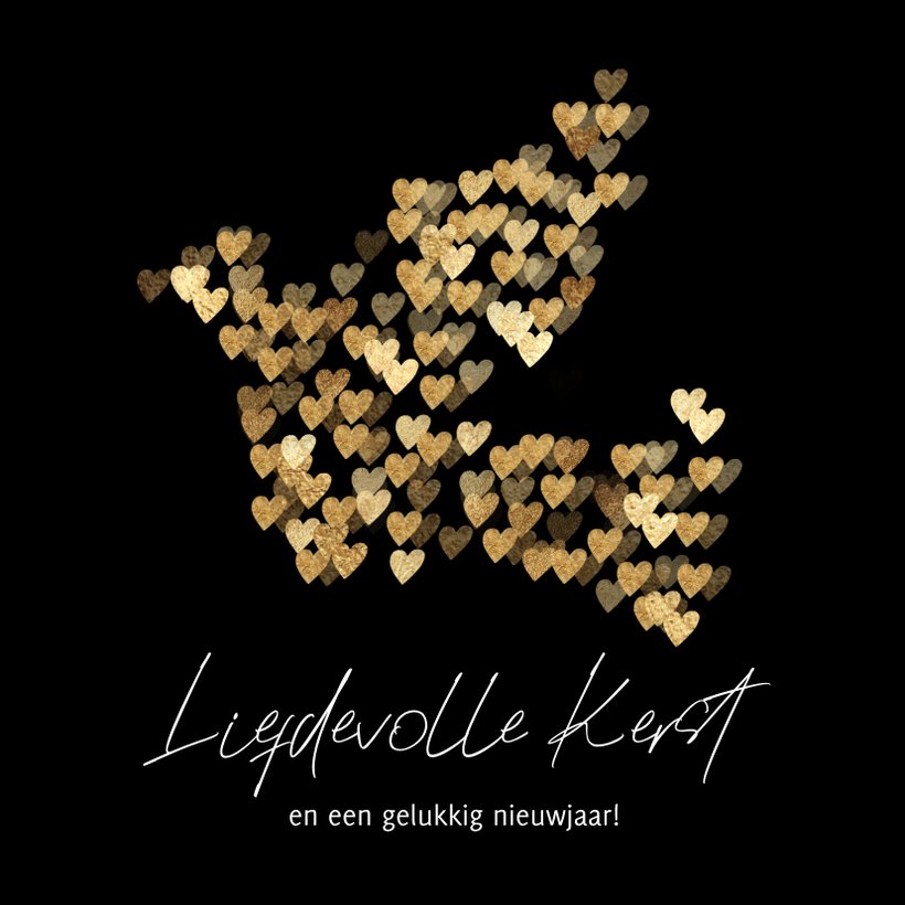 Kerstkaart lieve duif van gouden hartjes | Kaartje2go