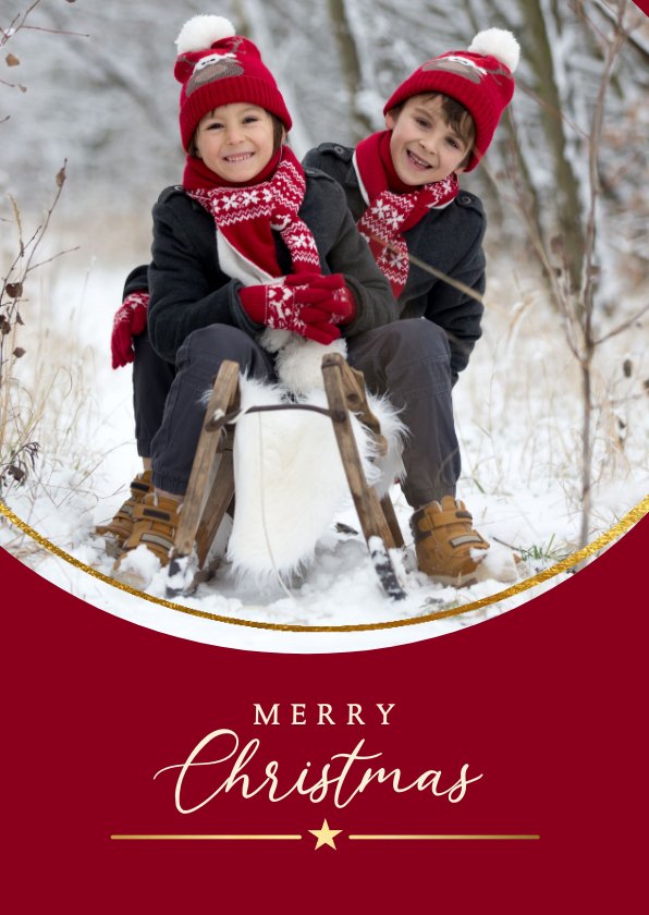 Kerstkaart'Merry Christmas' met ronde foto | Kaartje2go