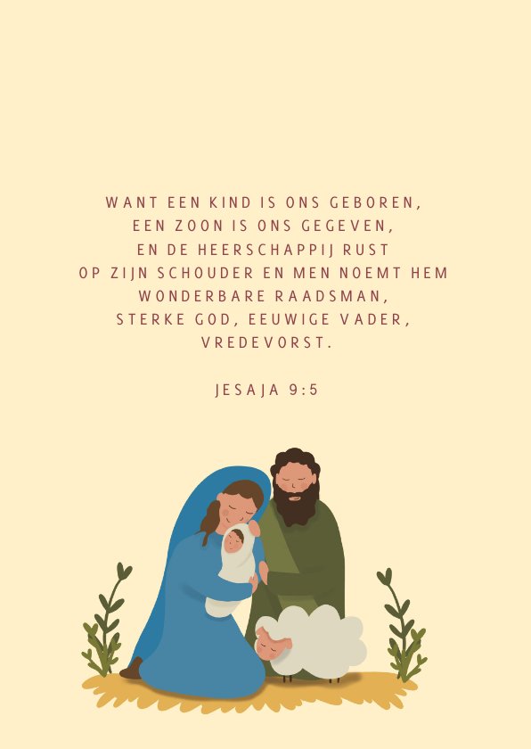 Kerstkaart met baby Jezus, Jozef en maria | Kaartje2go