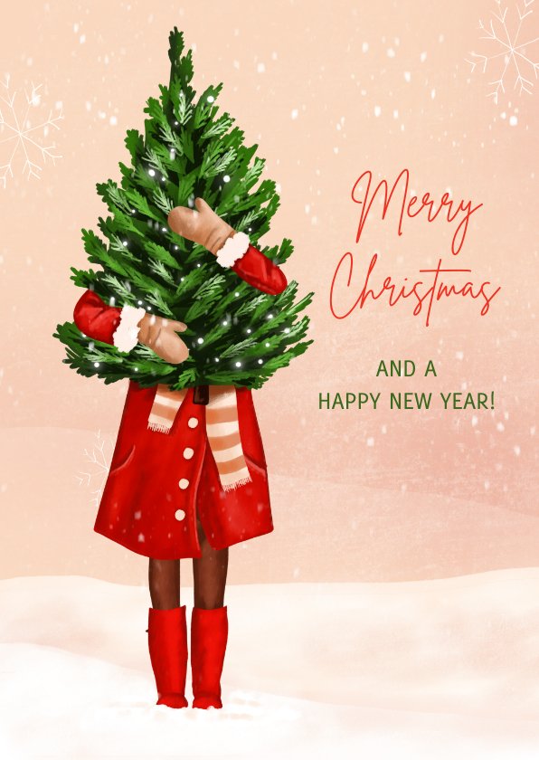 Kerstkaart met illustratie van vrouw met | Kaartje2go