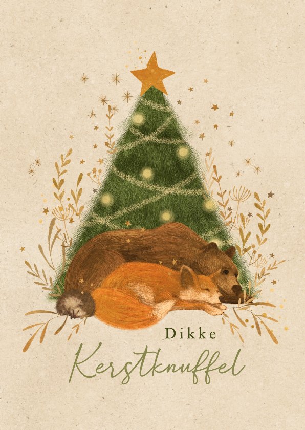 Kerstkaart met kerstboom en lieve slapende | Kaartje2go