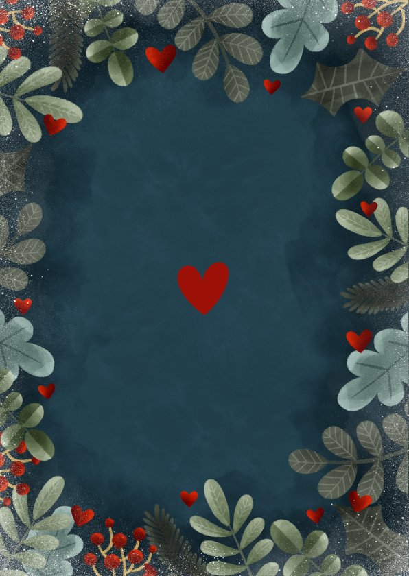 Kerstkaart met kerstkader, sneeuw, foto's fijne | Kaartje2go