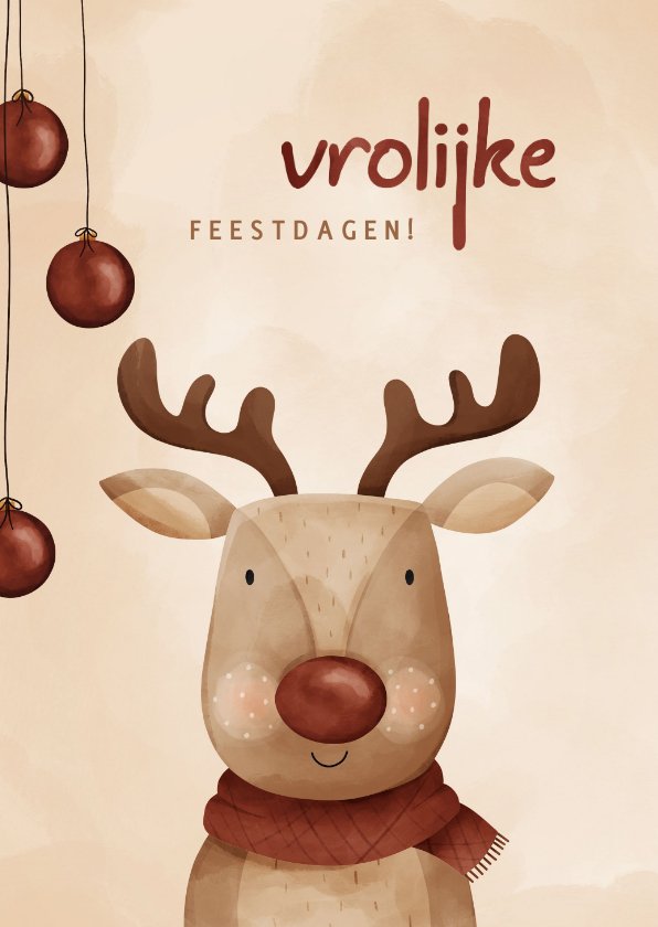 Kerstkaart oh deer rendier op de kop met | Kaartje2go