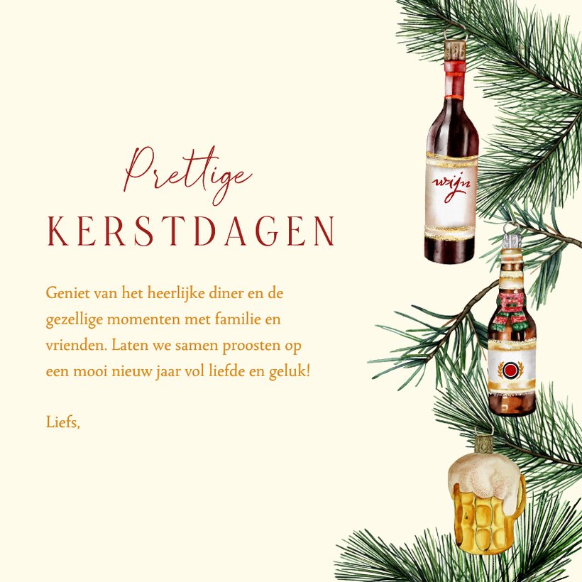 Kerstkaart ornamenten food dennentakjes | Kaartje2go