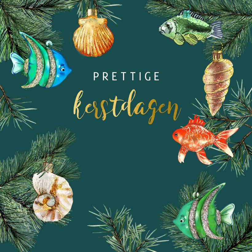Kerstkaart ornamenten vis kersttakjes | Kaartje2go
