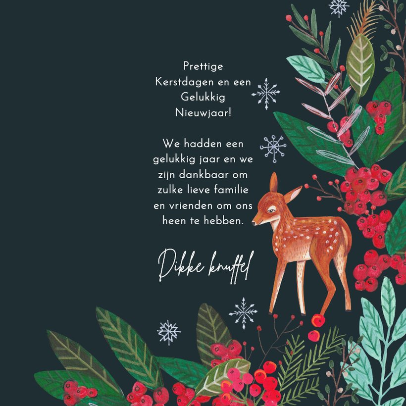 Kerstkaart Rendier tussen kersttakjes met | Kaartje2go